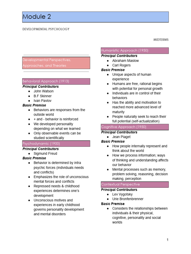 TRANSES DEV PSYCH Module 2 | PDF | Attachment Theory | Developmental Psychology