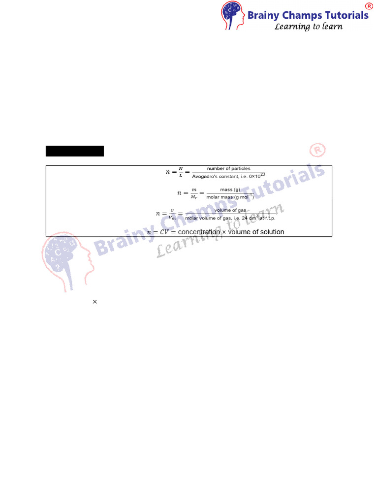 Stoichiometry-and-Mole-Concept (Students) | PDF | Mole (Unit ...