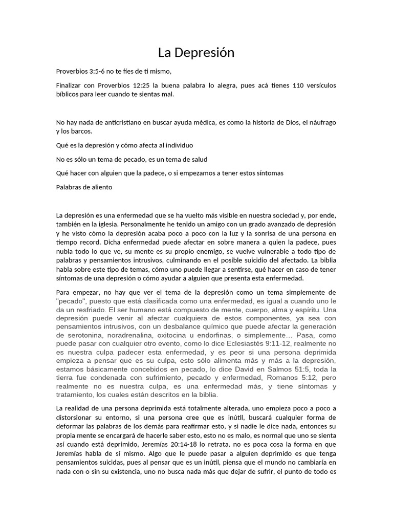 La Depresión | PDF | Depresión (estado de ánimo) | Pecado