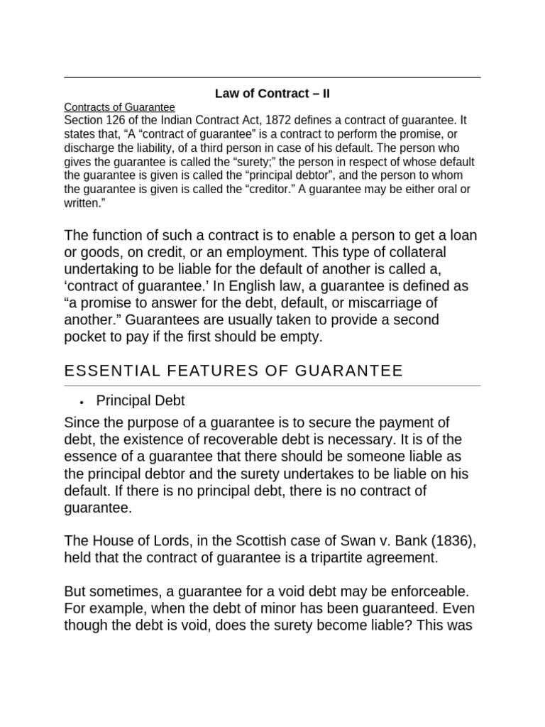 Law of Contract II | PDF | Guarantee | Surety