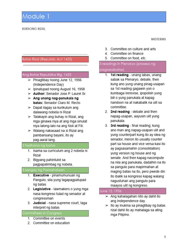 TRANSES-RIZAL-Module-1 | PDF