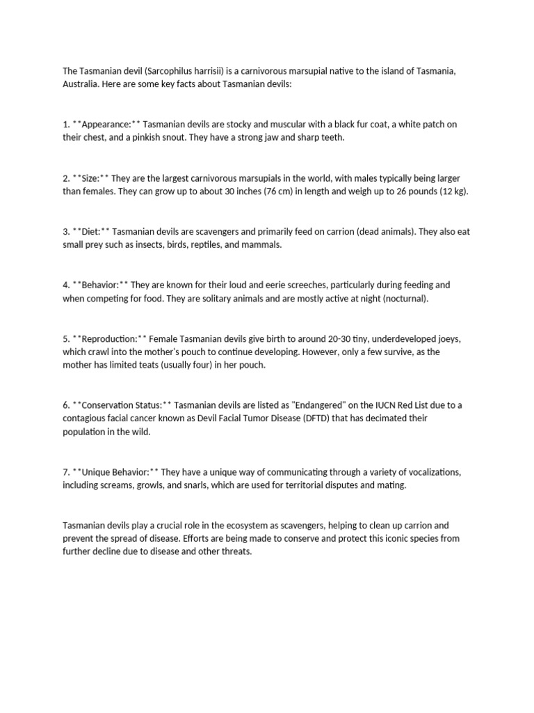 The Tasmanian devil | PDF