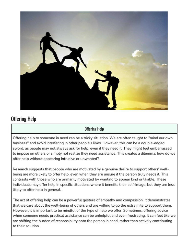 Effective Ways to Offer Help Compassionately | PDF | Empathy | Autonomy