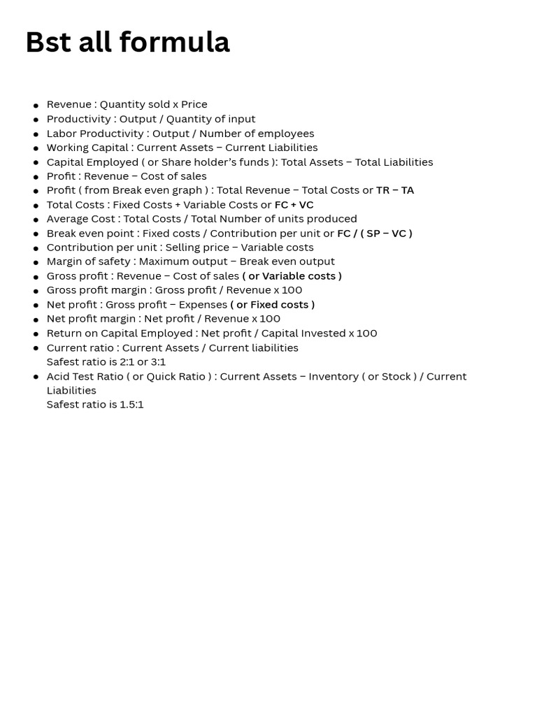 BST All Formula PDF | PDF