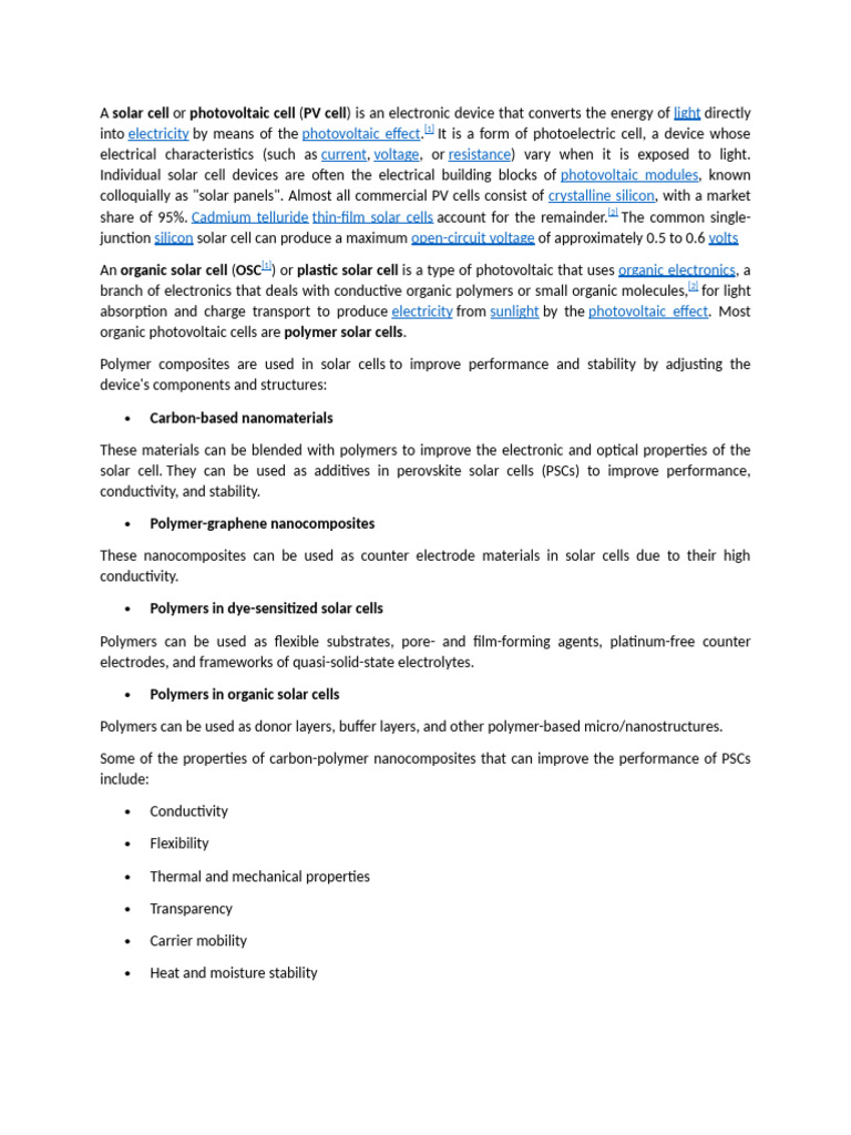 MATERIAL SCIENCE Unit - V | PDF | Fuel Cell | Solar Cell