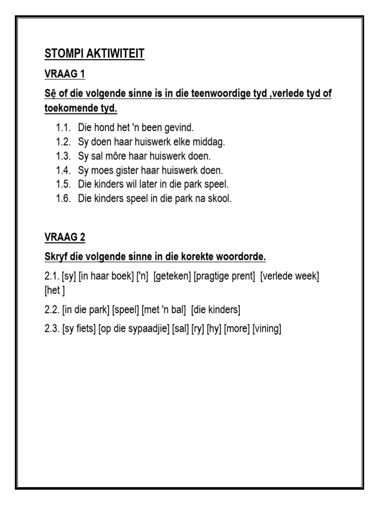 Stompi Aktiwiteit Task 1 | PDF