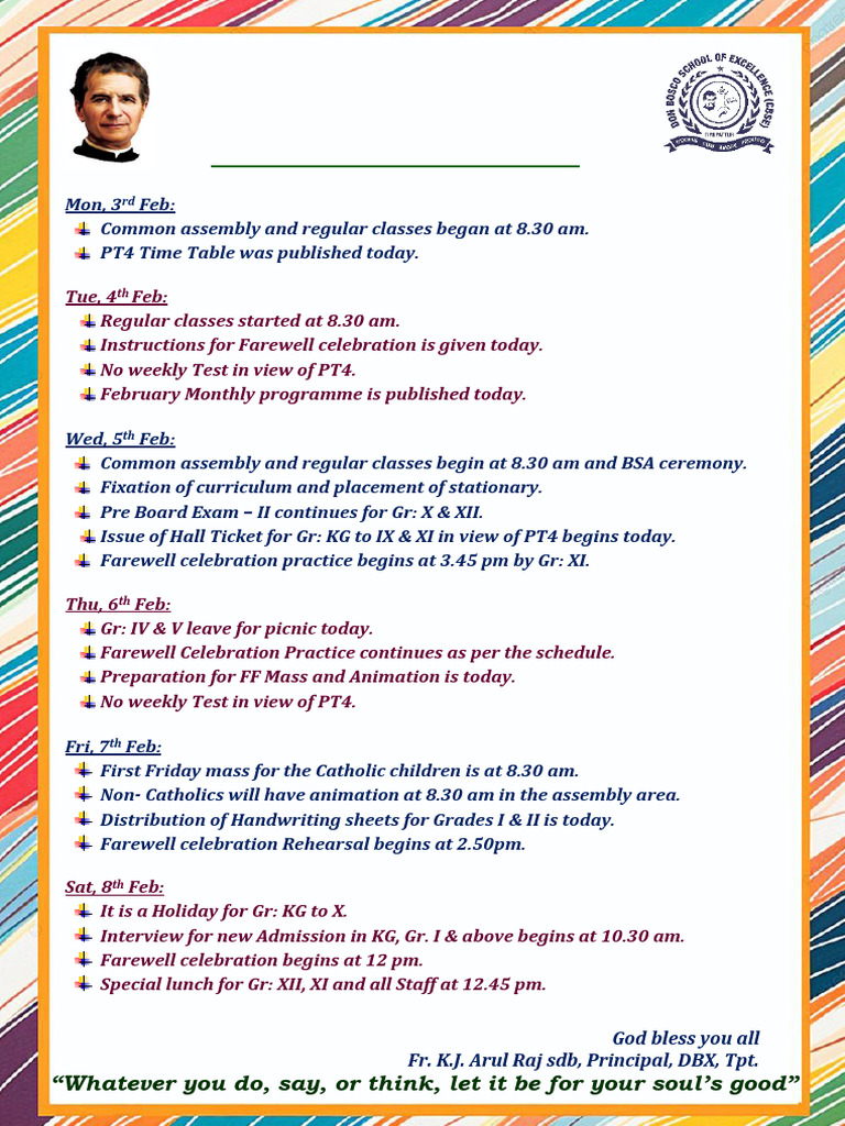 Weekly Programme 3feb - 8feb | PDF