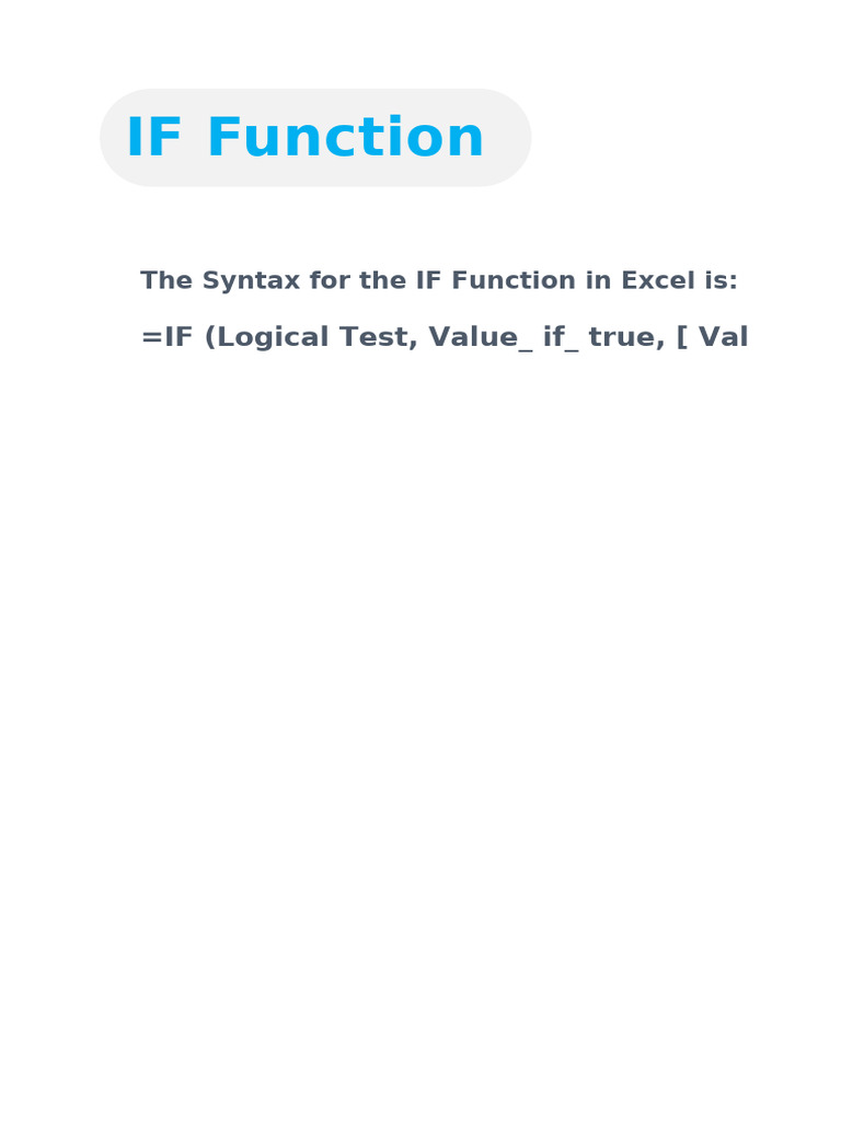 1.1 IF Logical Function - Exercise | PDF