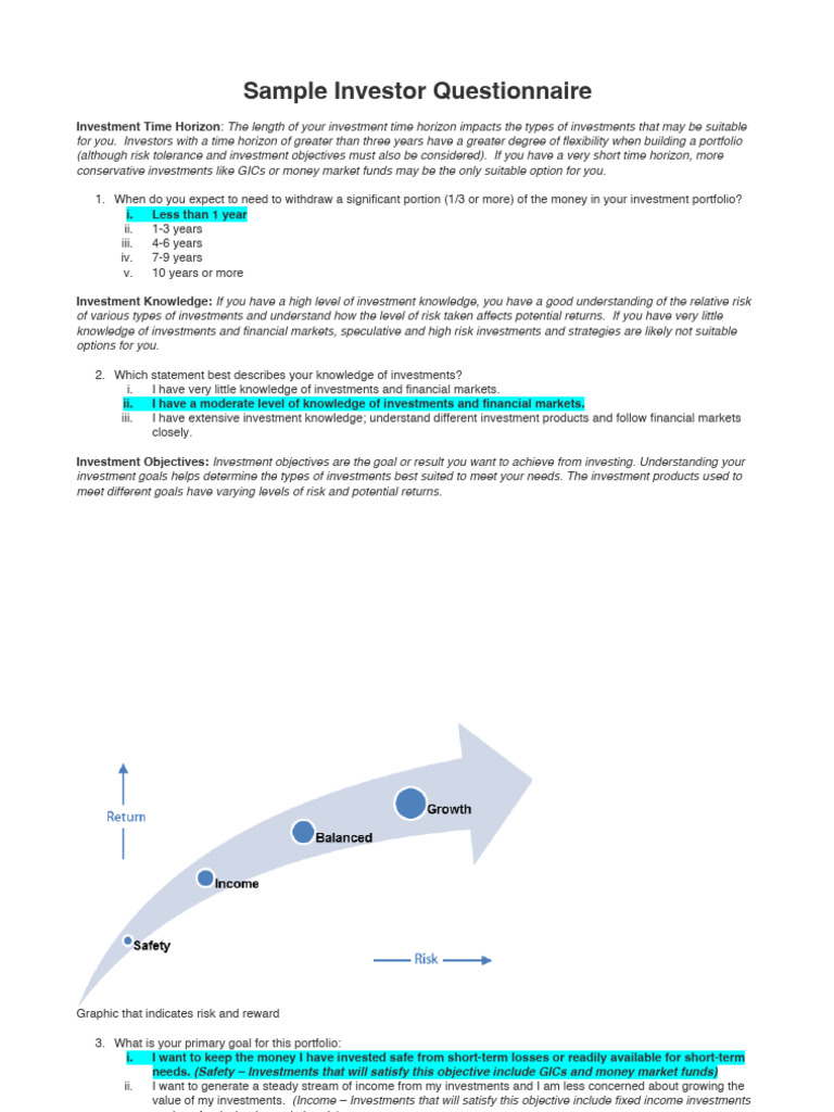 Matt and Ashley Investor Questionnaire | PDF | Investing | Financial Risk