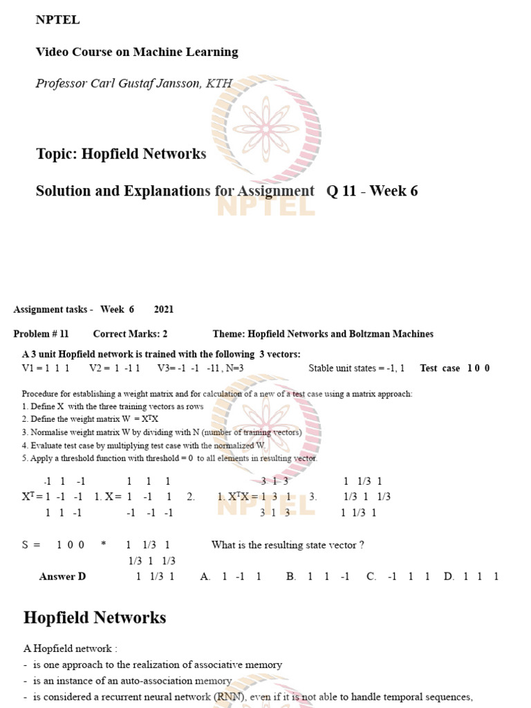 Task On Hopfield Networks | PDF | Algorithms | Artificial Intelligence