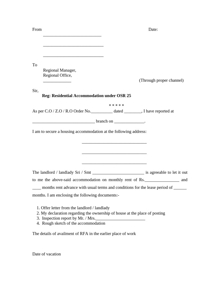 Residential Accommodation Request Template | PDF | Landlord | Renting