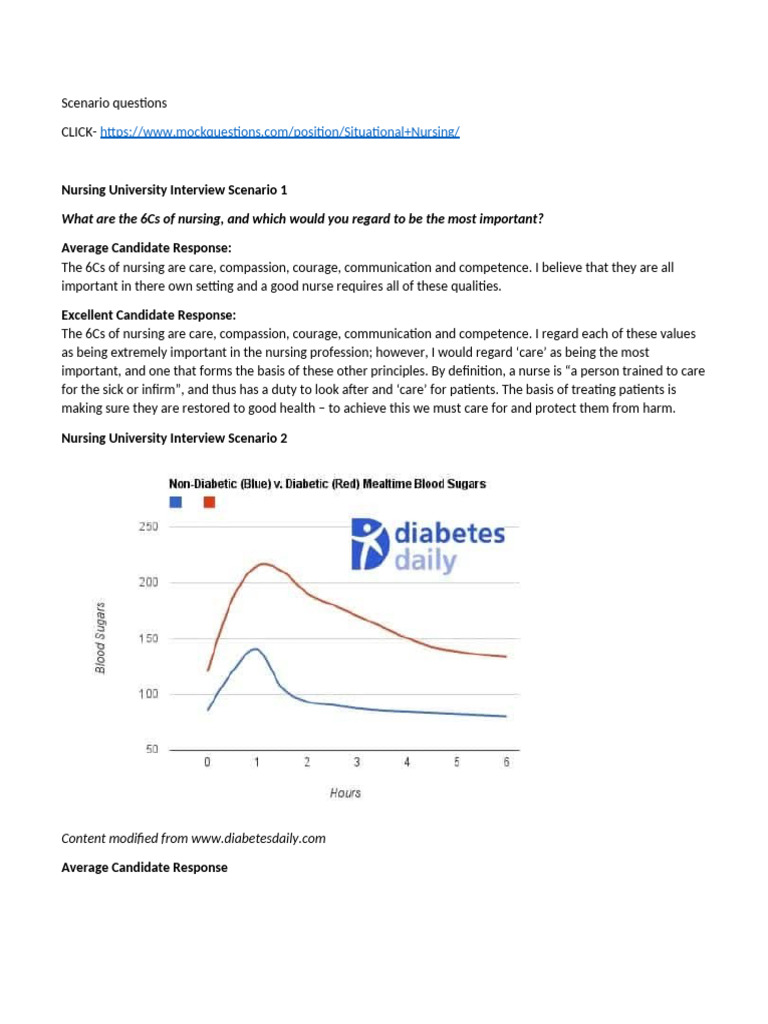 Scenario questions | PDF | Diabetes | Nursing