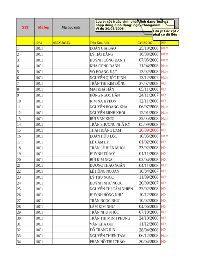 Filemau Nhập Csdl Lớp 10c1 | PDF