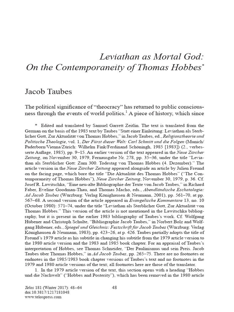 Theocracy and Hobbes' Leviathan Insights | PDF | Thomas Hobbes
