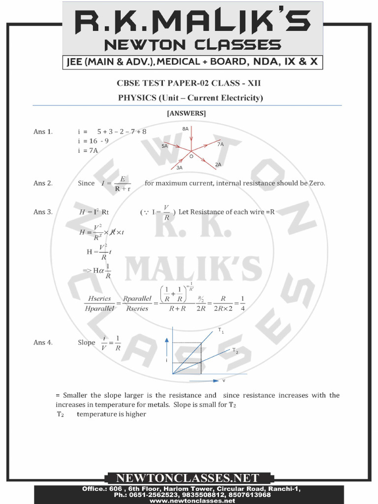 Current Electricity T2 Sol GHG | PDF