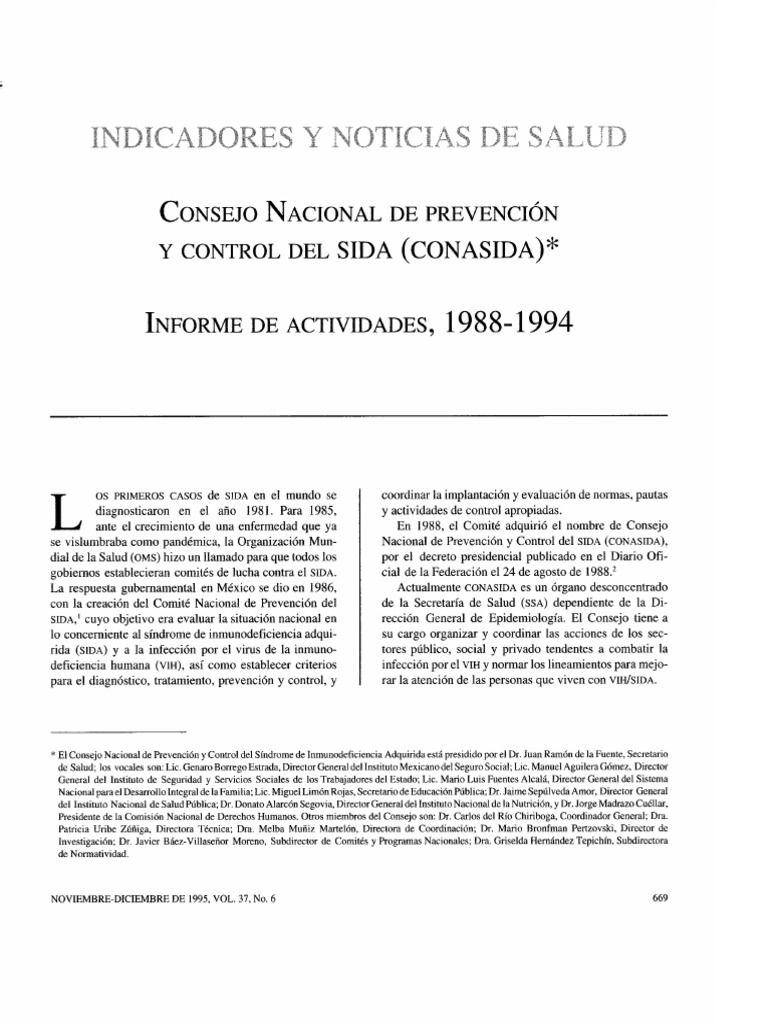 CENSIDA (1995) informe de actividades 88-94 | PDF