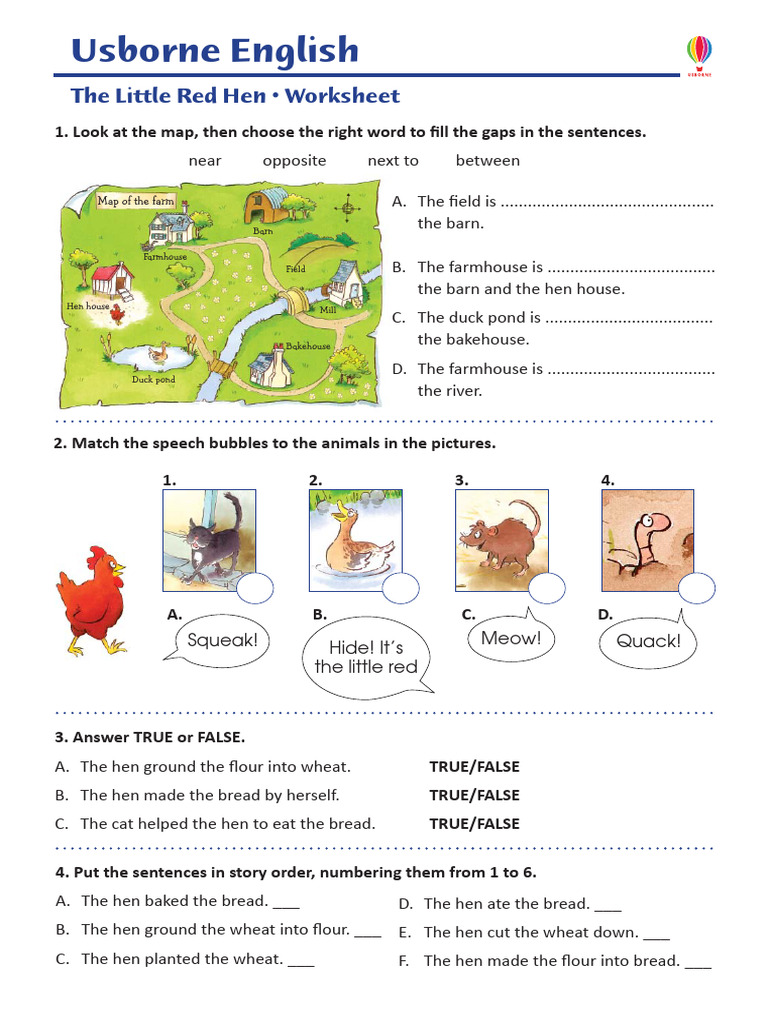 The Little Red Hen Worksheet | PDF