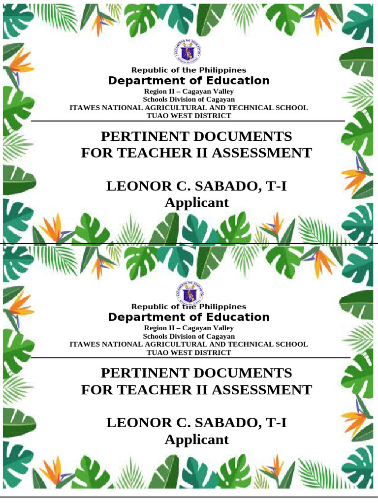 Teacher II Assessment Documents | PDF