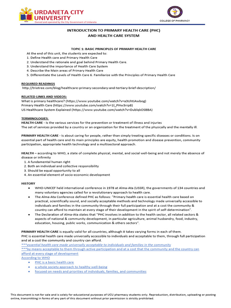Introduction to Primary Health Care | PDF | Health Care | Malnutrition
