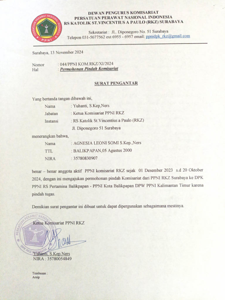 Surat Pengantar Mutasi (2) 13-Nov-2024 12-50-10 | PDF