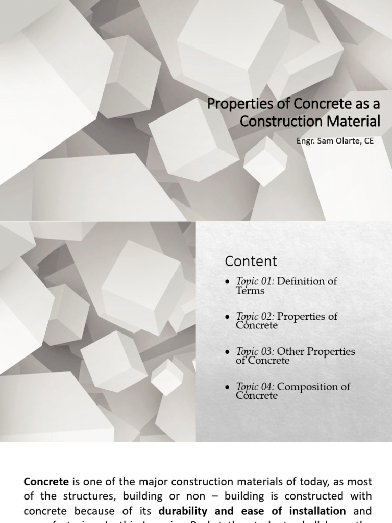 Properties and Composition of Concrete | PDF | Concrete | Strength Of ...