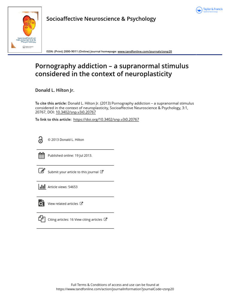 A Supranormal Stimulus Considered in The Context of Neuroplasticity ...