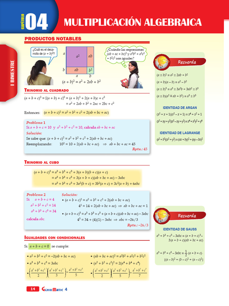 04 Multiplicacion Algebraica | PDF | Matemática Elemental