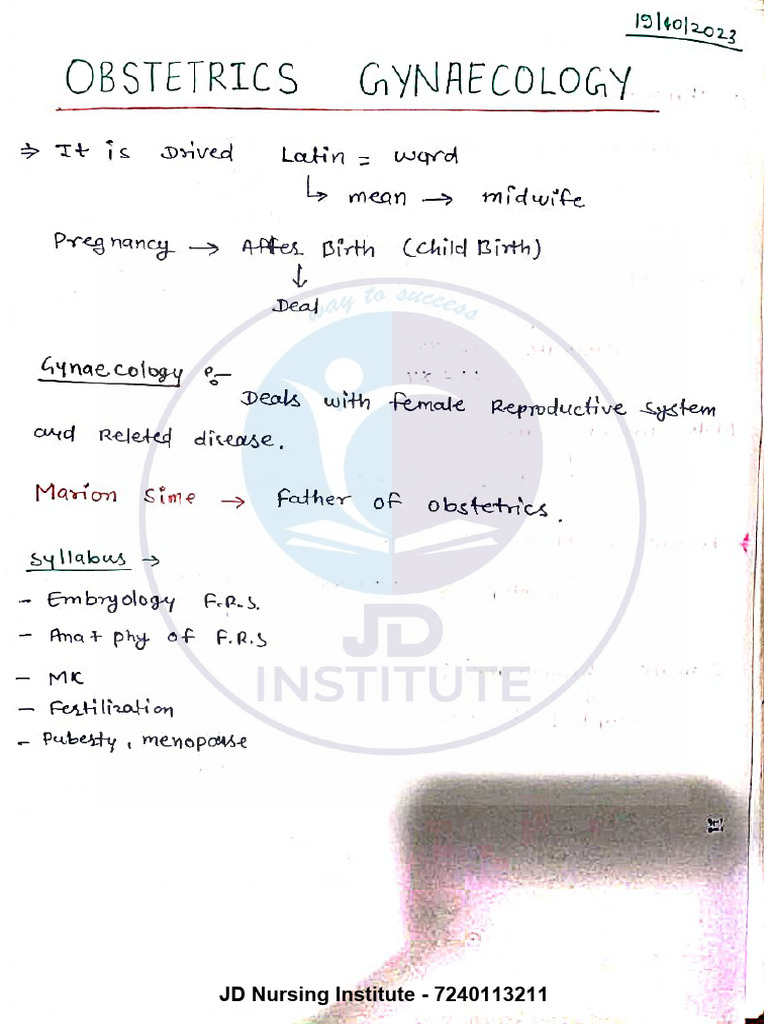 Complete OBG Notes Achiever D1 - JD-NI 7240113211-1 | PDF