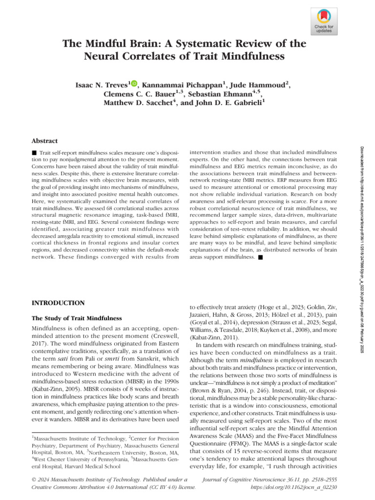Neuroscience of Trait Mindfulness | PDF | Mindfulness | Functional Magnetic Resonance Imaging