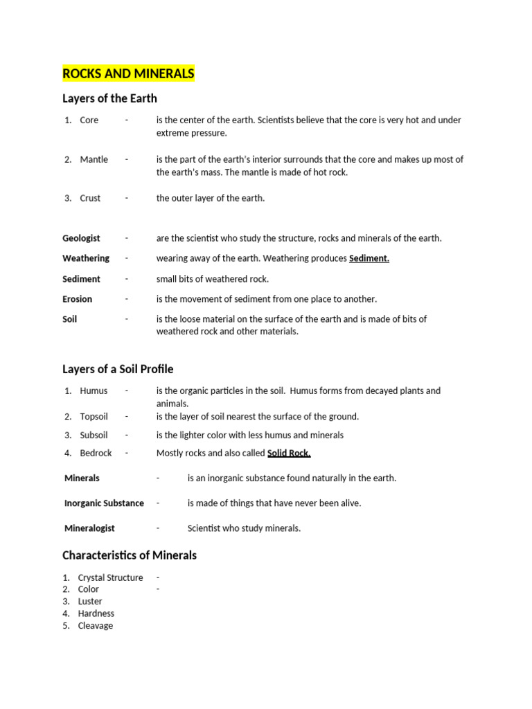 Reviewer in Science Grade 5 | PDF | Rock (Geology) | Soil