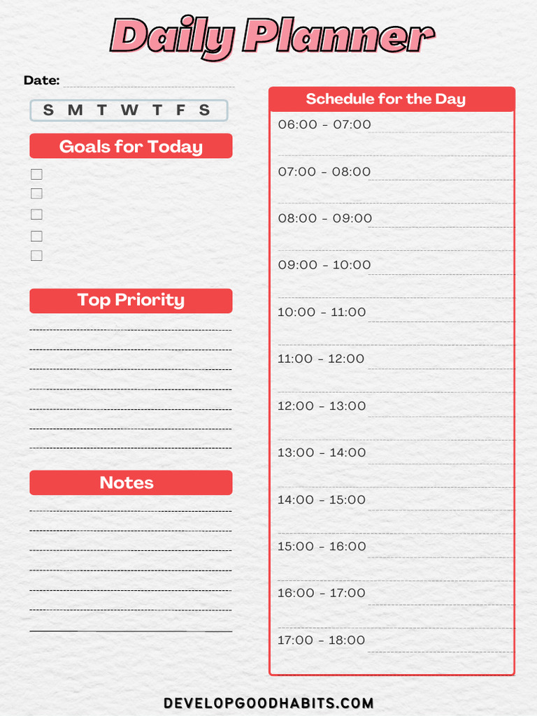 Daily Planner Schedule Template | PDF