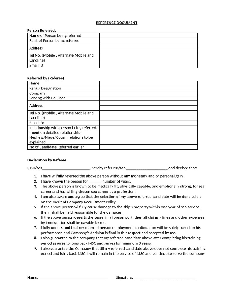 Reference Form | PDF