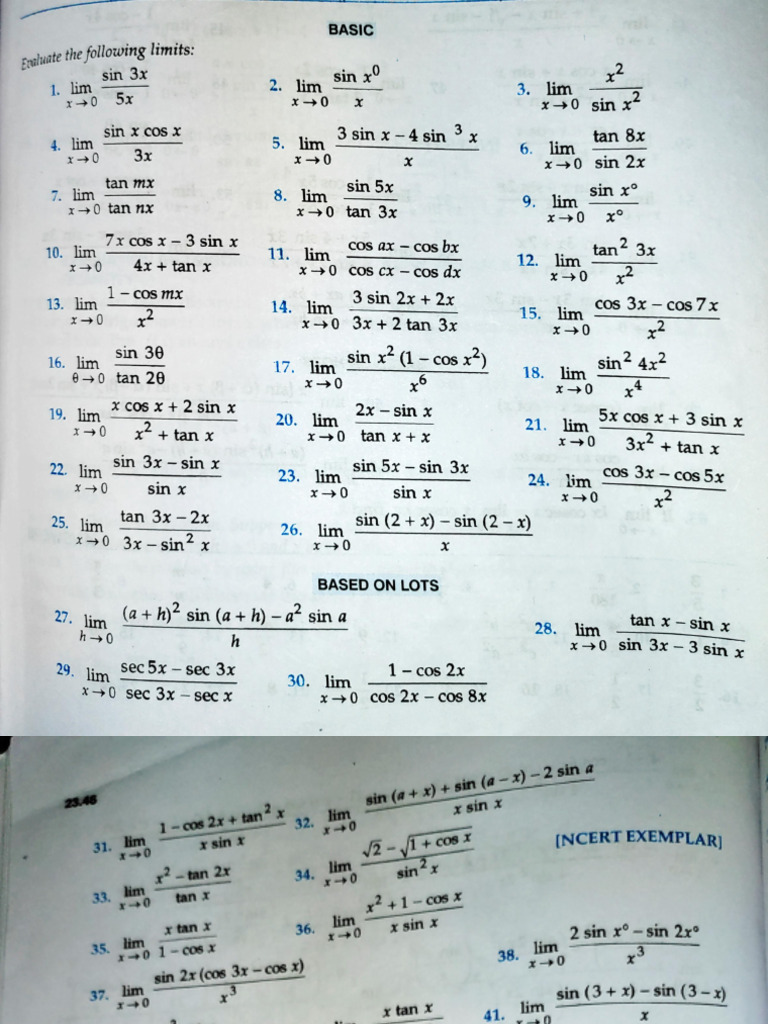 Limits Worksheet 3 | PDF