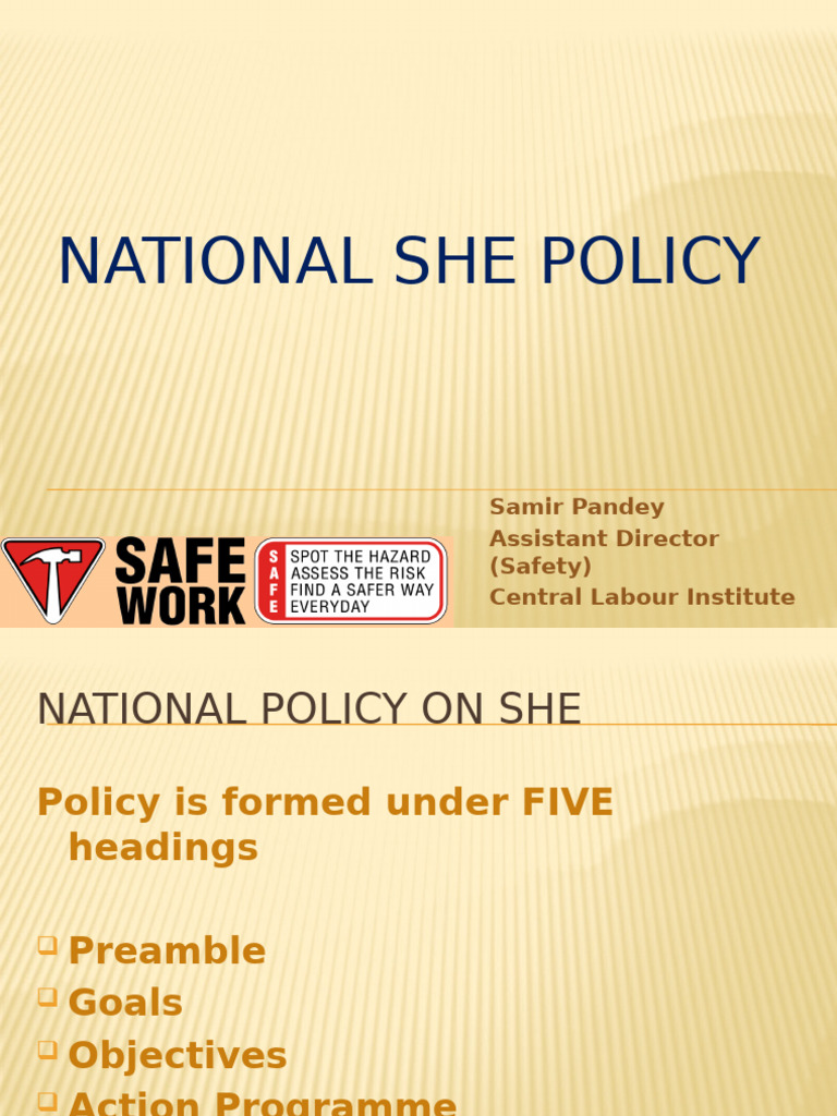 National Policy On SHE at Workplace | PDF | Occupational Safety And ...