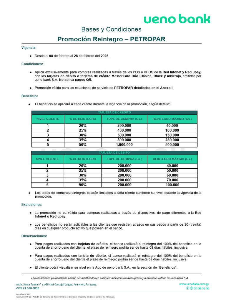 Reintegro - PETROPAR - Ueno FEB25 - V1.docx 3 | PDF | Tarjeta de débito ...