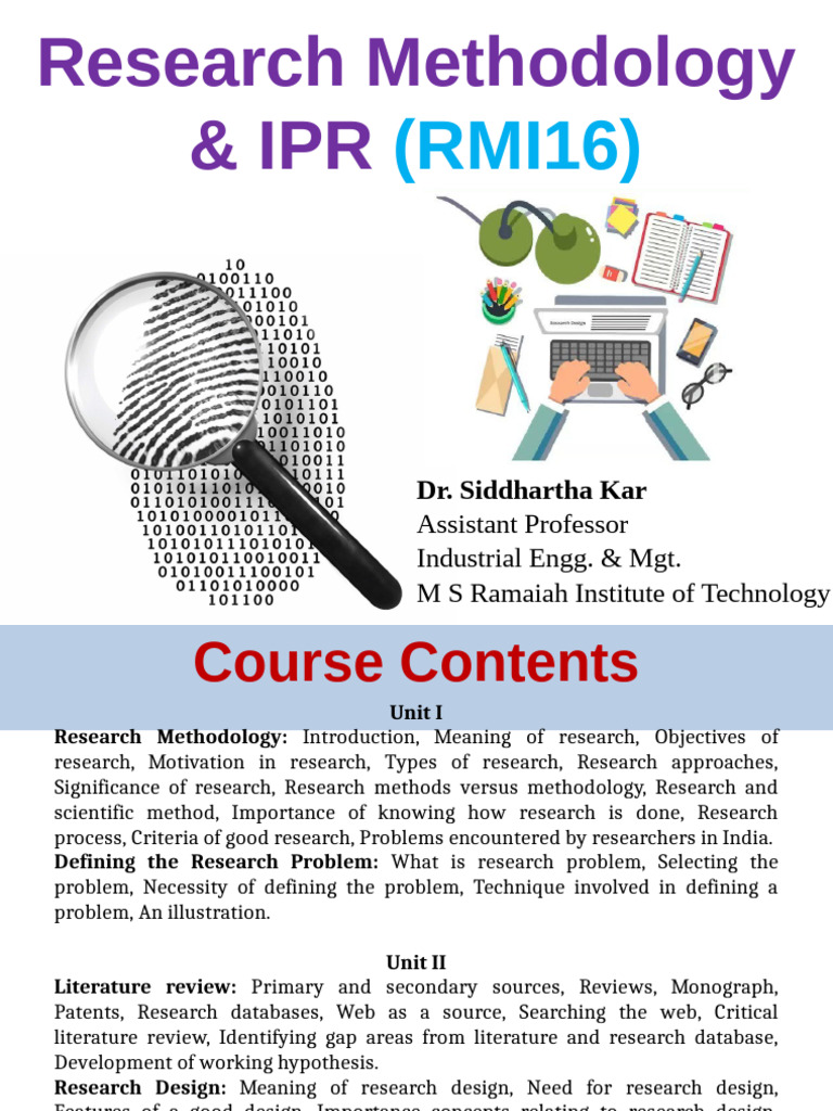 RM & IPR Unit 1 Research Methodology | PDF | Sampling (Statistics) | Methodology