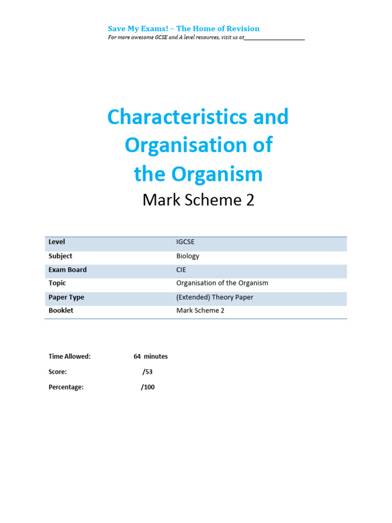 2.2 Organisation - of - The - Organisms - Igcse Cie Biology - Ext ...