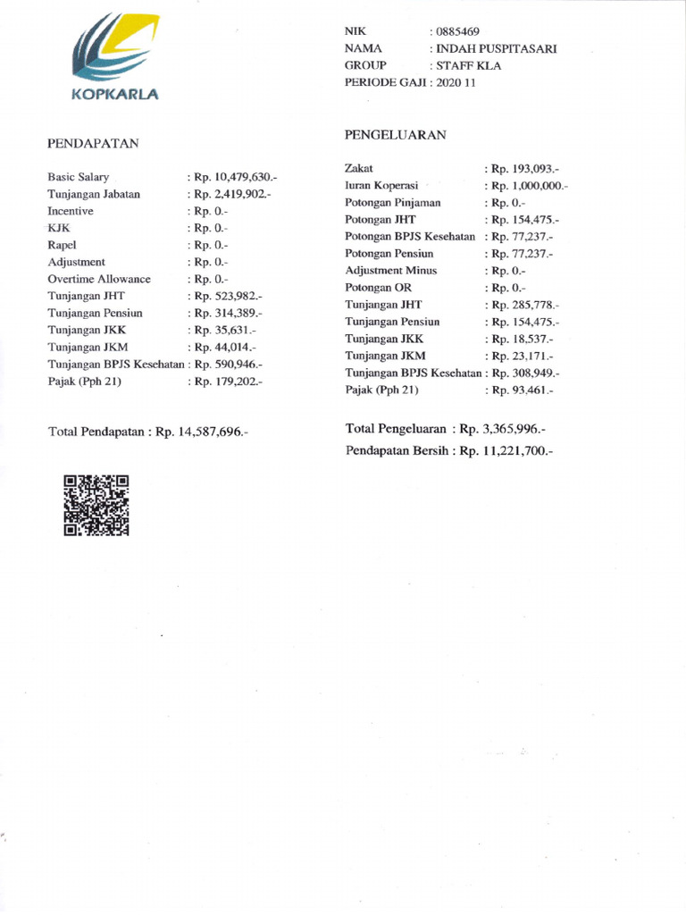 Slip Gaji Nov 2020 | PDF