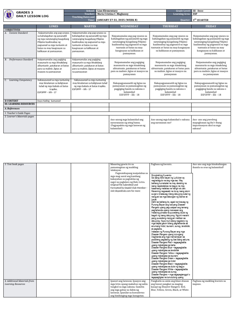 DLL_ESP 3_Q3_W8 | PDF