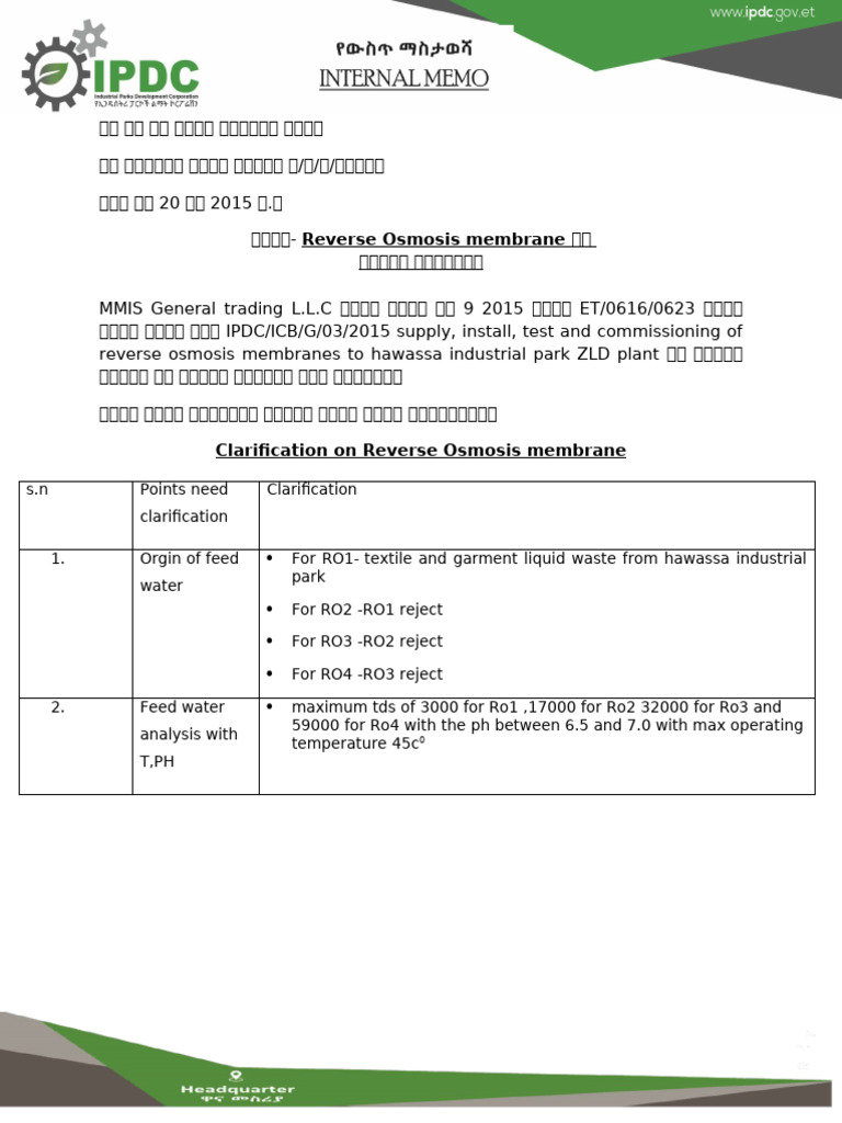 Clarification For MMIS General Trading L.L.C Ro Membrane | PDF | Membrane | Water
