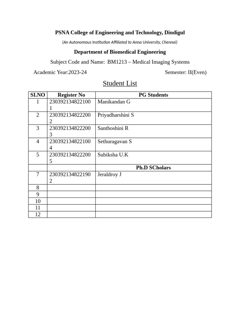 Studet List - BM1213 - MIS | PDF