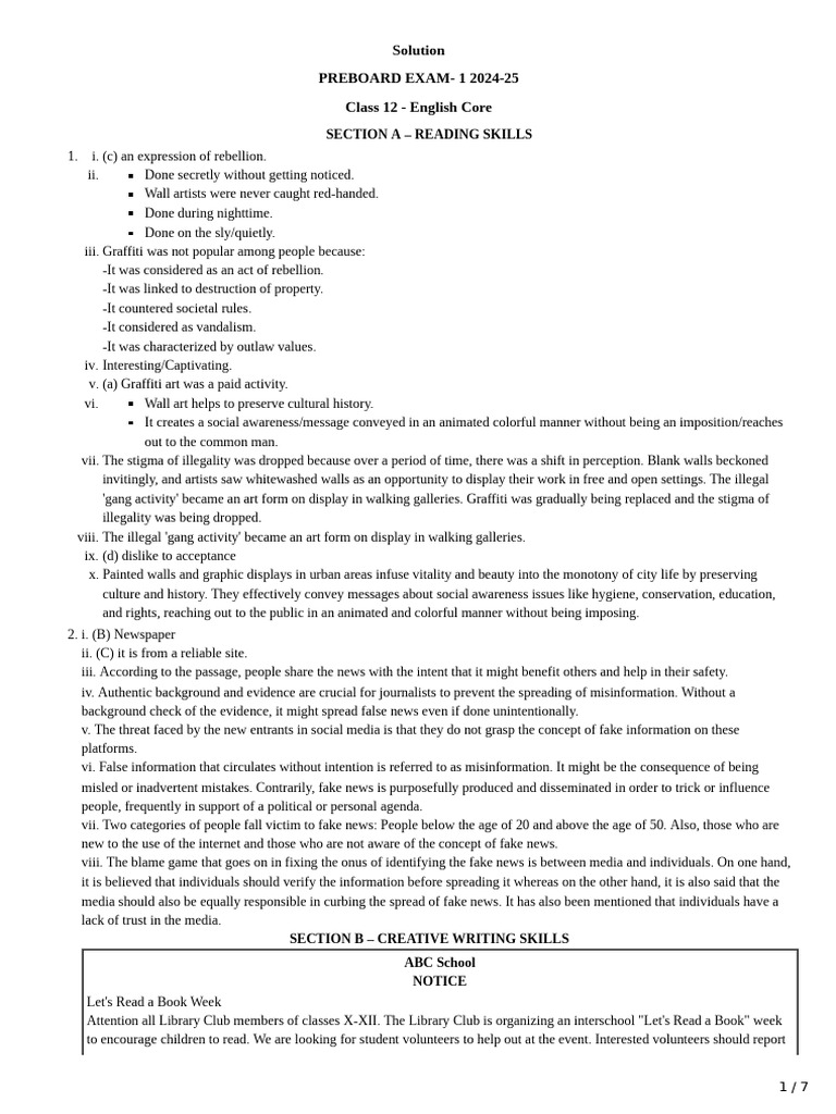 Cbse Class 12 English Core Question Paper Set 1 1 3 1 2024 | PDF ...