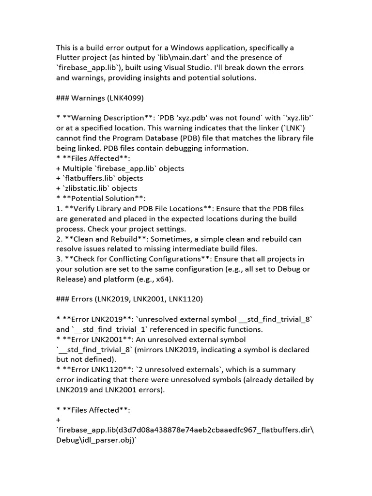 This Is A Build Error Output For A Windows Applica Pdf Library Computing C