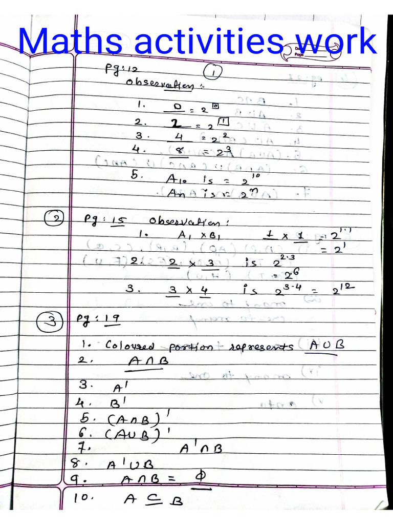 Maths Activities Observation Xi | PDF