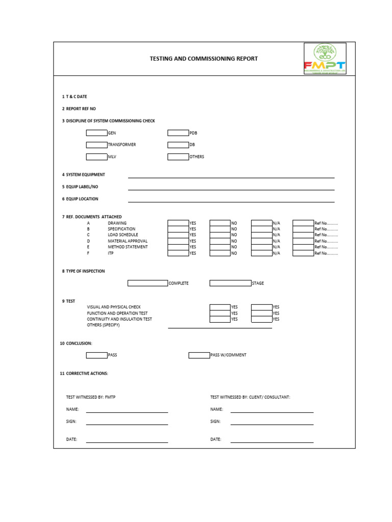 Testing and Commissioning Report | PDF