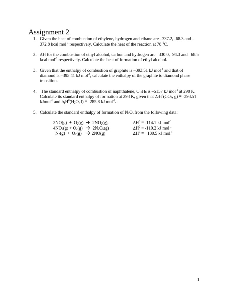 Thermodynamics Tutorial 1 | PDF