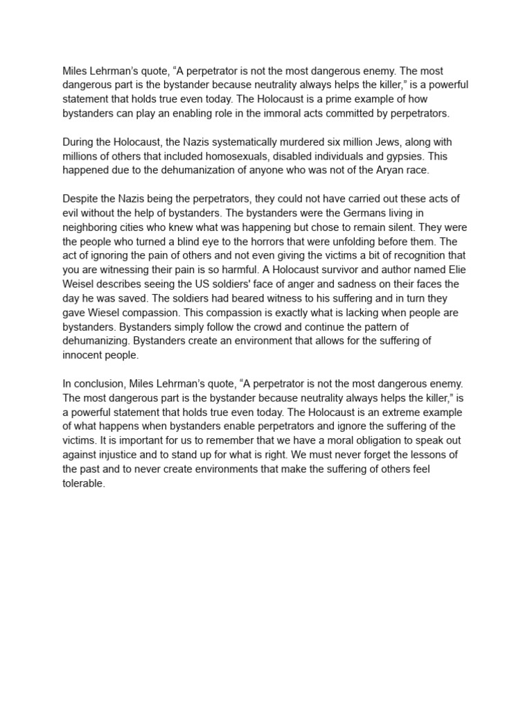 Argumentative Essay Supporting Miles Lehrman's Quote | PDF