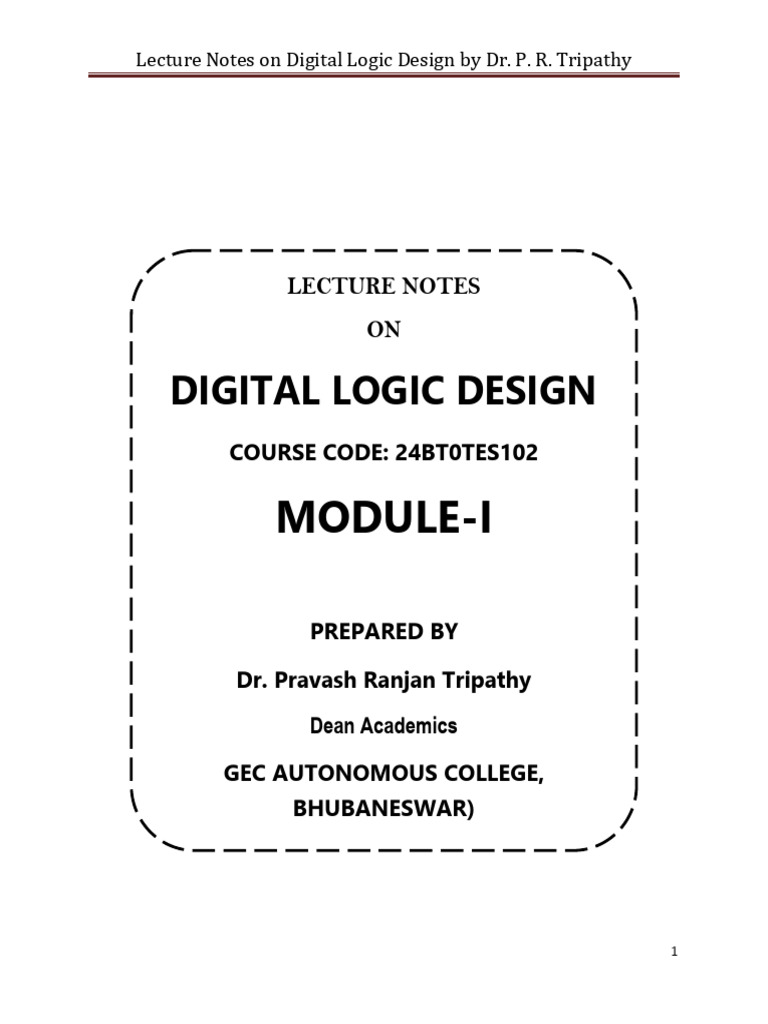 DLD Module 1 Lecture Notes | PDF | Boolean Algebra | Teaching Mathematics DLD Module 1 Lecture Notes | PDF | Boolean Algebra | Teaching Mathematics