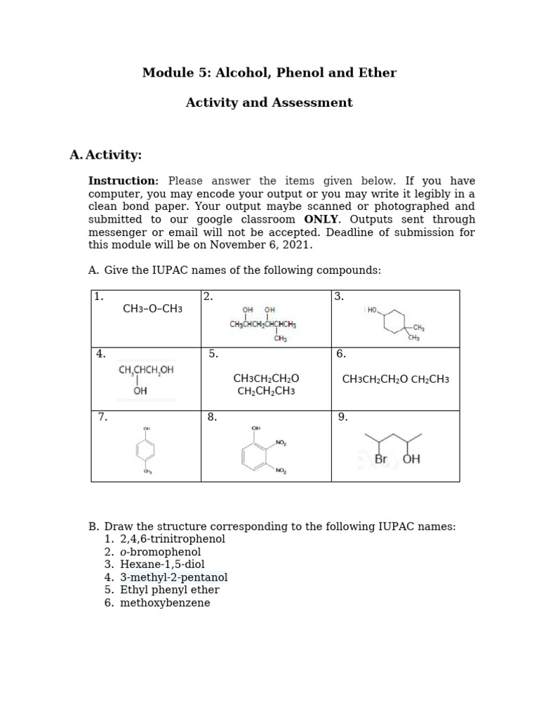 Module 5 Activity and Assessment | PDF | Ether | Organic Chemistry