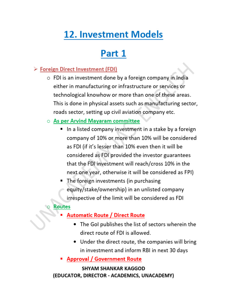 12 Investment Models Part 1 Notes 1733895683699 | PDF | American ...